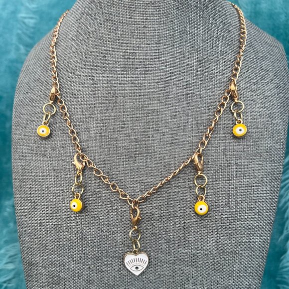 EmberLightCreations | Jewelry | Yellow White Third Eye Chain Necklace ...